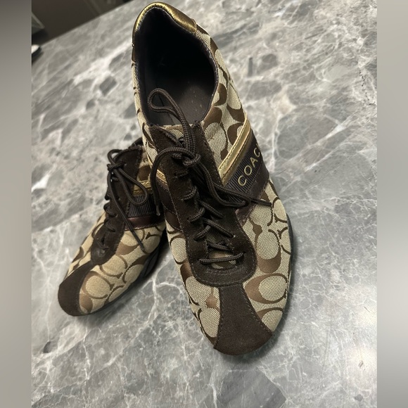Coach | Shoes | Coach Jayme Womens 9 Signature Canvas Brown Tennis Shoes Sneakers Q582 | Poshmark